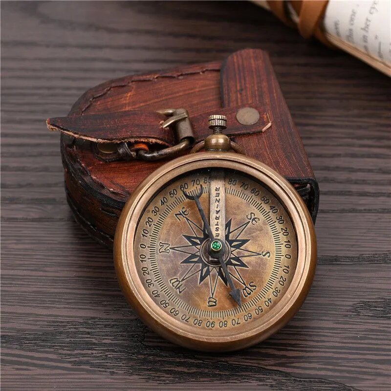 Европейский винтажный латунный компас, 8X6,5X2,5 см