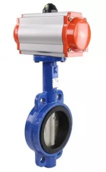 Затвор дисковый поворотный DN.ru GGG50-GGG40-EPDM Ду100 Ру16, корпус - чугун GGG50, диск - чугун GGG40, уплотнение - EPDM, с пневмоприводом DN. ru PA-DA-083 двойного действия