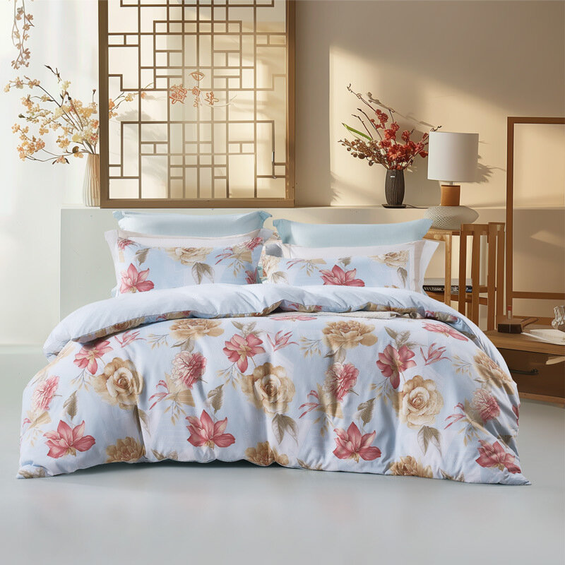 Комплект постельного белья Fuanna Home Textiles: четырехпредметный комплект с простыней и пододеяльником, утолщенный трехпредметный комплект для домашнего использования, комплект из ворсистой ткани для общежития.