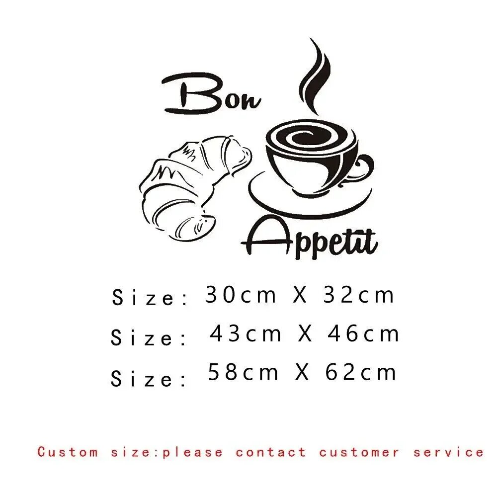 Виниловая наклейка Bon Appetit Coffee Croissant для стен