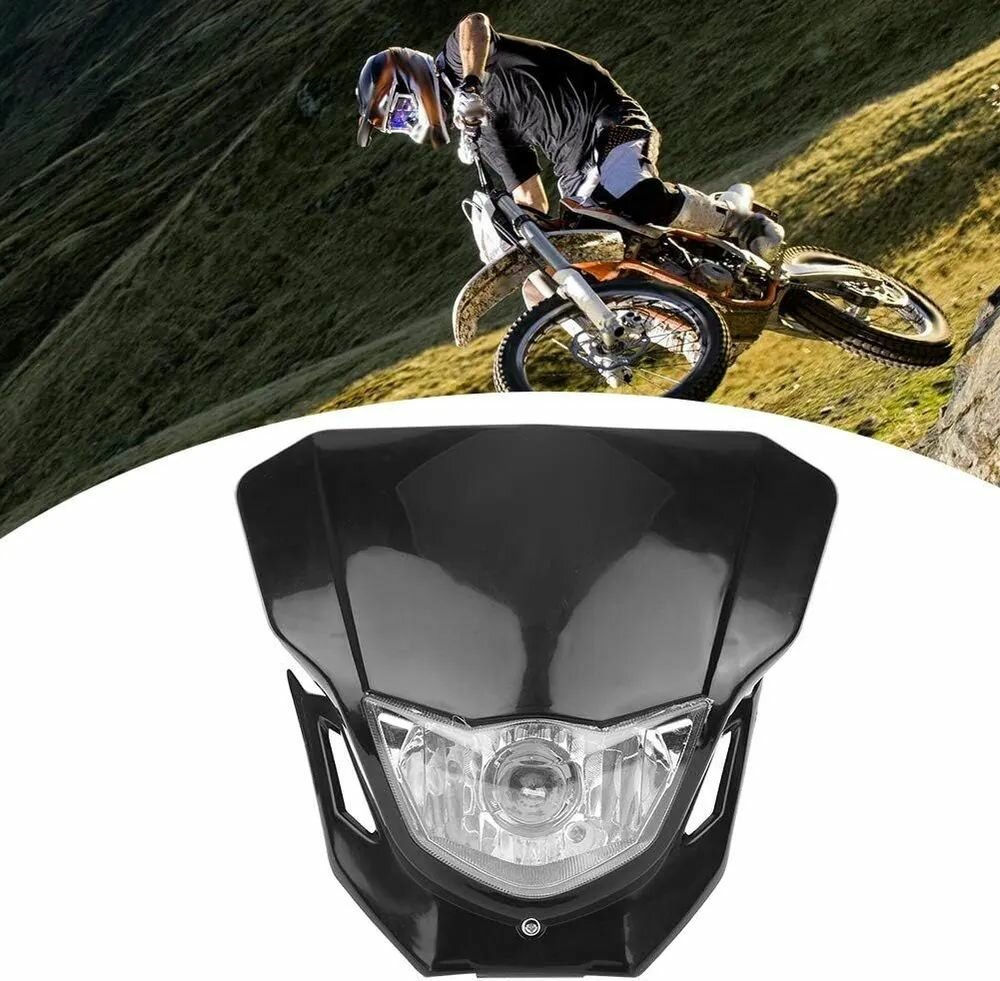 Фара головного света в сборе на мотоцикл Enduro Pitbayk универсальная фара мотооптика передний свет эндуро питбайк