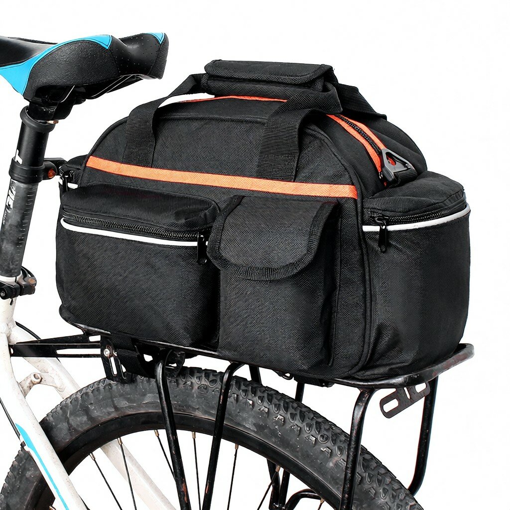 Сумка для велосипеда на задний седло 15L, рама, багажник, корзина, pannier, велосипедная сумка для багажа, хранилище, сумка-ручка, плечевая сумка, материал полиэстер, размер 40*16*21см, вес 420г, 1 шт.
