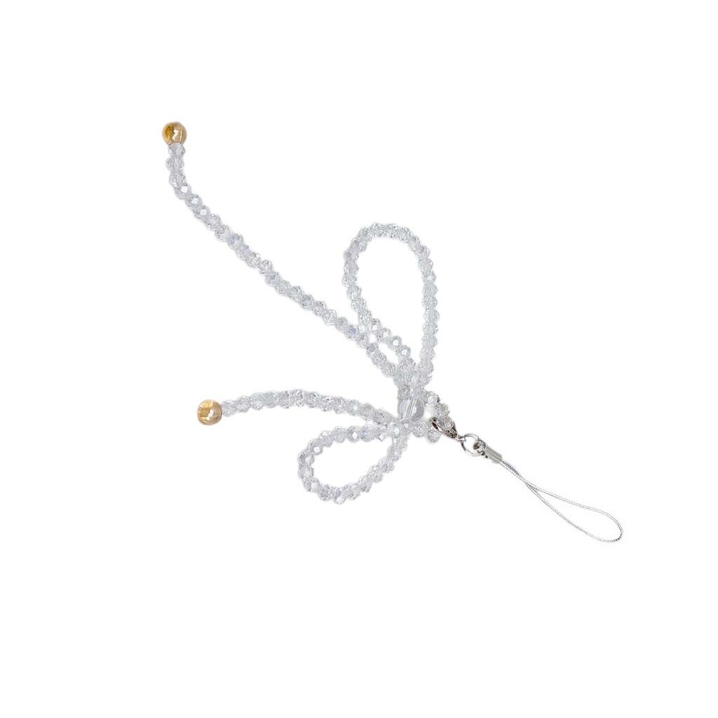 Брелок, простая прозрачная подвеска-бантик из бисера ins на цепочке для чехла для мобильного телефона-белый