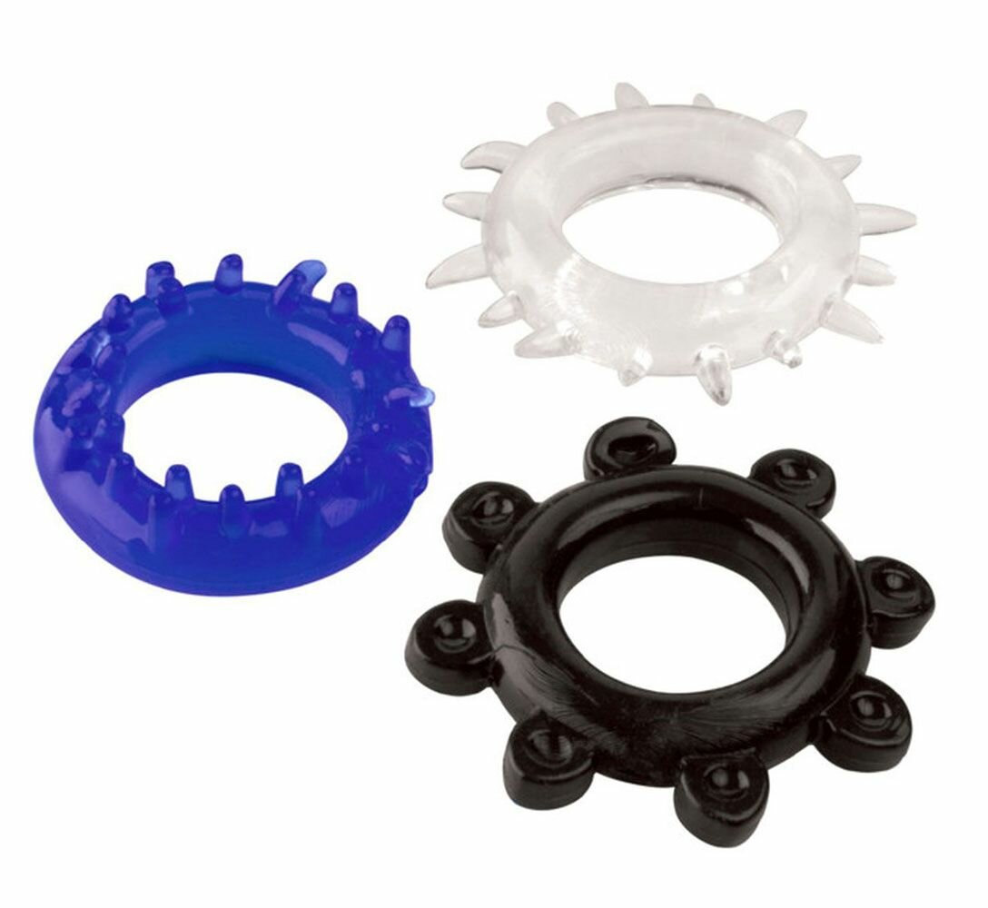 Набор эрекционных колец Boys of Toys, 3 шт, микс цветов и рельефа, диаметр 3 см, TPE