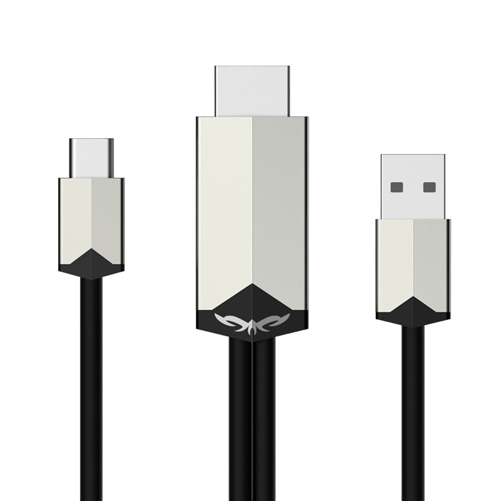 Кабель MiraScreen TC02 Type C to HD USB powered UHD 4K длина 2m Silver with Black совместимый с MacBook Pro 2020/2019 iPad Pro MacBook Air 2020 Chromebook Pixel Samsung S20 Huawei Mate 30