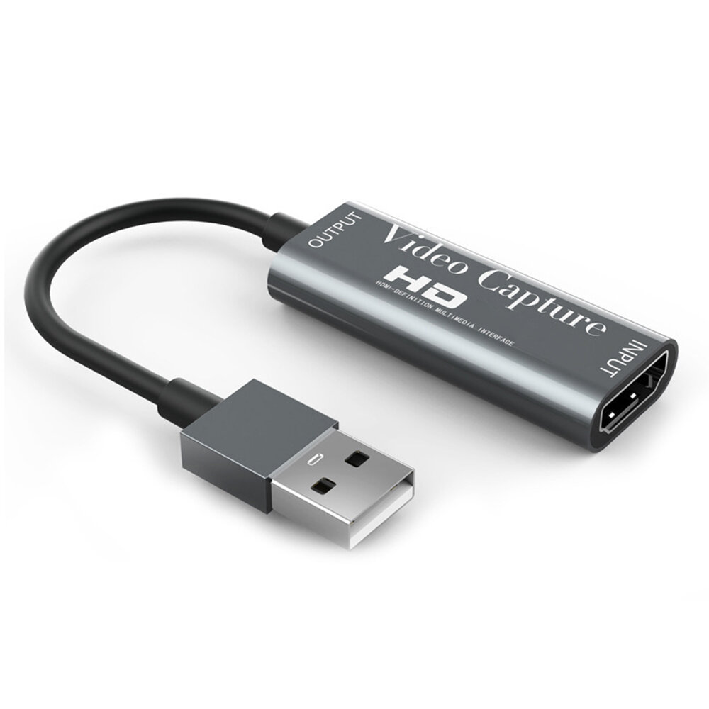 Карта захвата видео портативная мини USB 2.0 в HD Video Grabber Record Box для игры DVD камкордера HD камеры прямой трансляции записи, цвет серый, материал металл, разрешение HD до 1080P, входное видео 8/10/12-бит, выход YUV JPEG, аудио L-PCM, длина