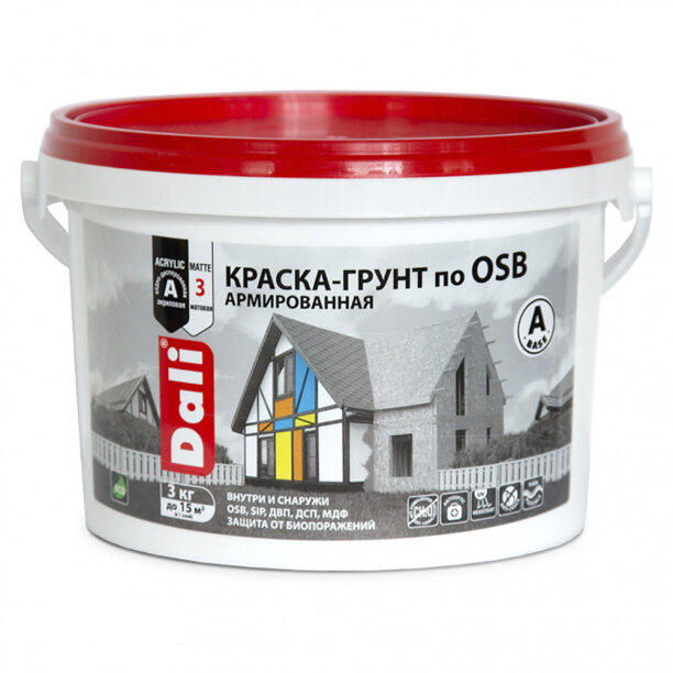 Краска-грунт по OSB Dali армированная белая база A 3 кг
