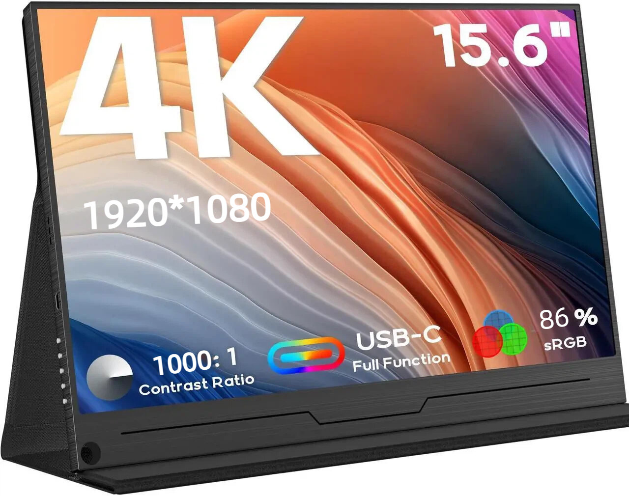 15.6" Портативный монитор WiFi, 1920 x 1080 FHD, 300cd/m², IPS, Внешний экран для ноутбука Mac NS2 Xbox PS5 PC Монитор