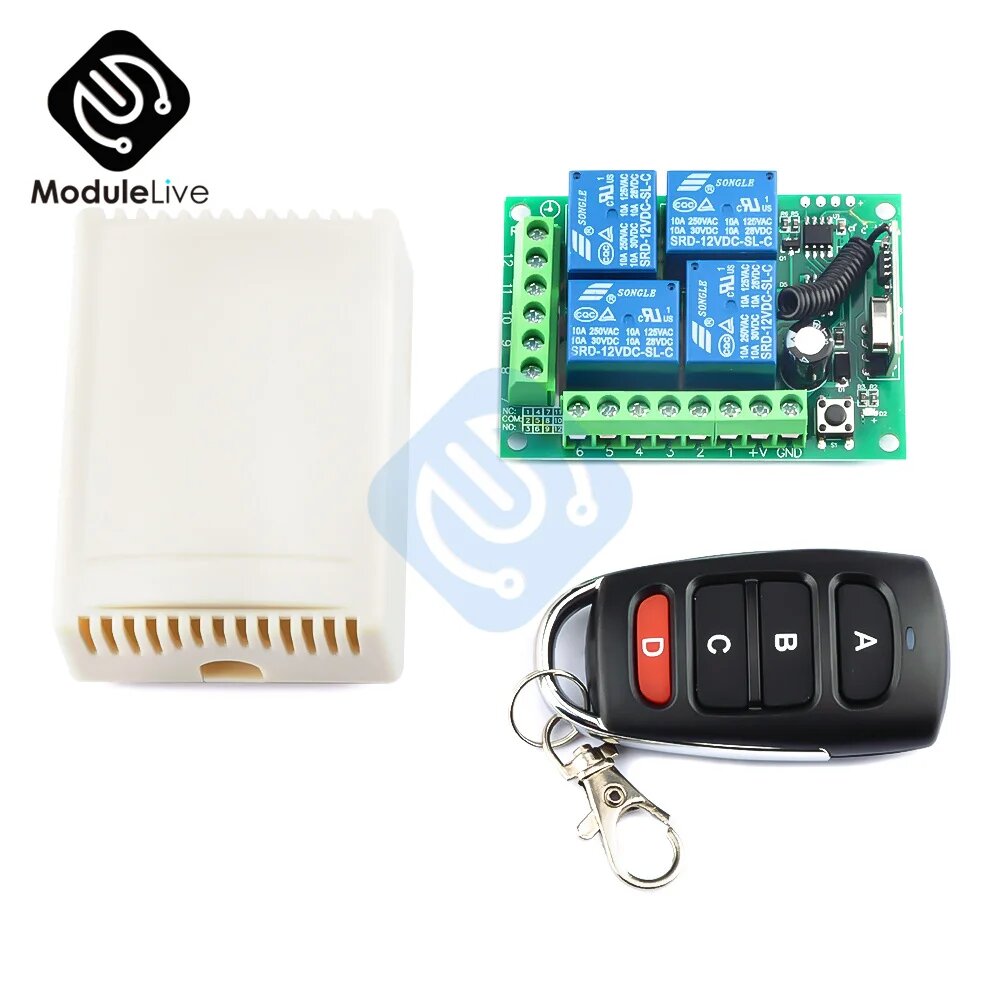 4-канальный релейный модуль управления DC12V 433MHz