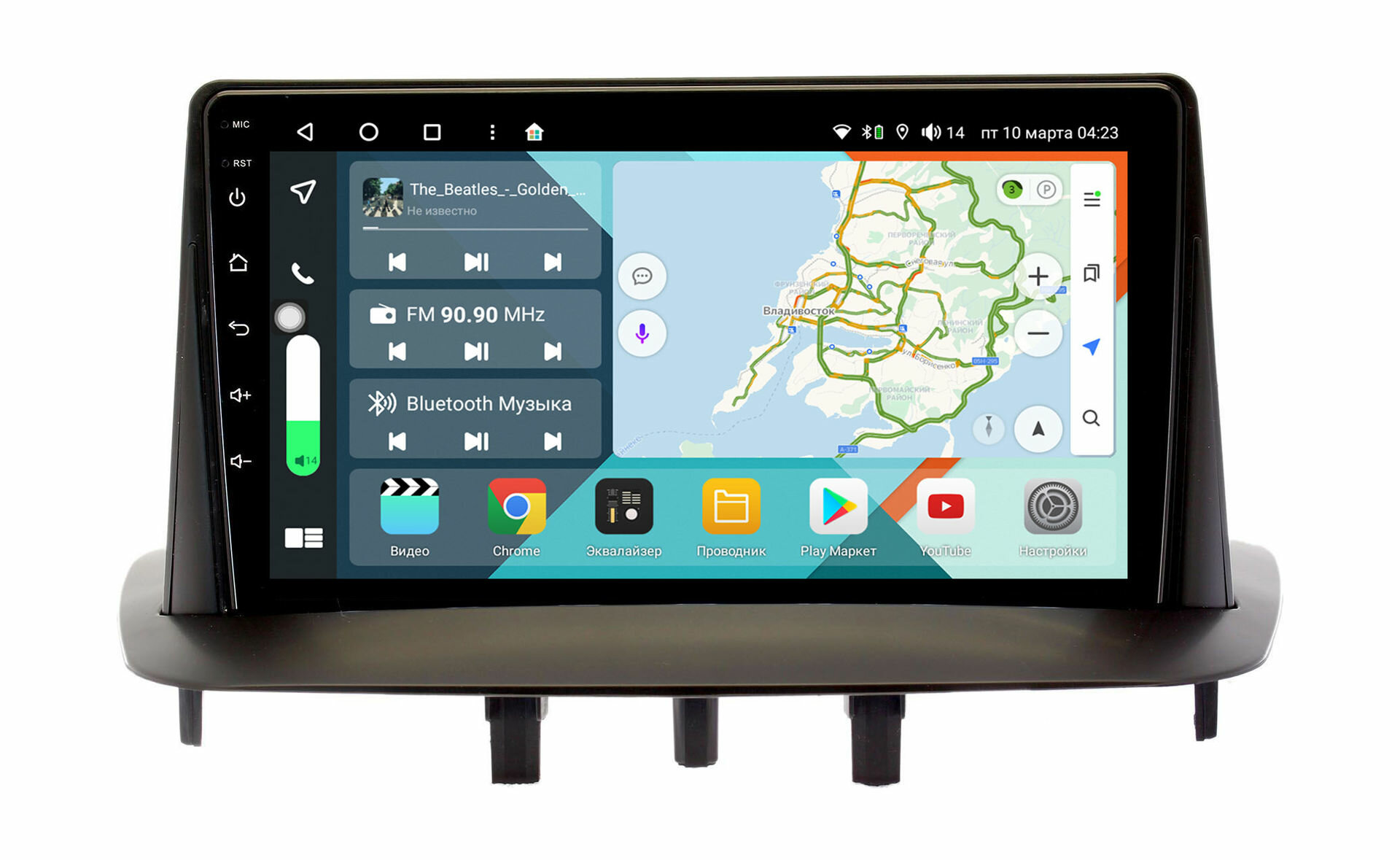 Магнитола Renault Megane 3, Fluence 2009 - 2013 9 дюймов, 4/64GB, 8 ядер, DSP, 4G, Android 10 / Wide Media