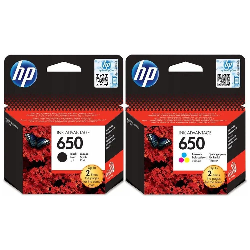 HP Картридж 650 (CZ102AE + 650 CZ101AE), оригинал, Набор CMYK, 2 шт