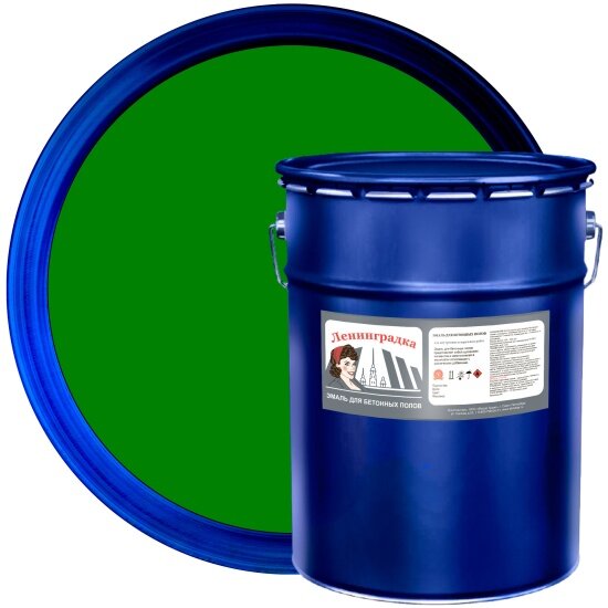 Износостойкая краска для бетонных полов Ленинградка АК-114, 20 кг, зеленый