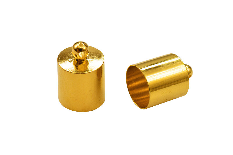 Концевик 12х8мм, внутренний диаметр 7,8мм, отверстие 1,5мм, цвет золото, латунь, 01-097, 2шт