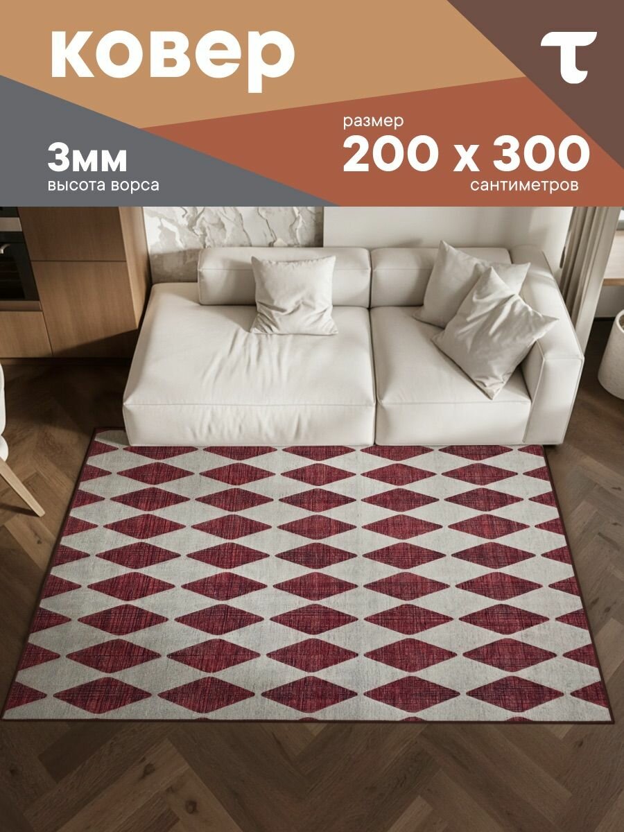 Ковер палас на пол настенный размер: 2,0х3,0 м (200 х 300 см) безворсовый в спальню гостиную на кухню на стену современный