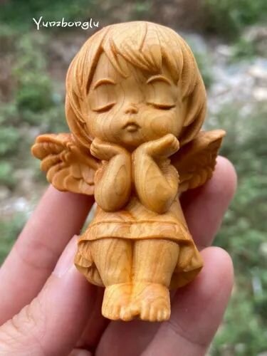 Статуя ангела, деревянная резная работа, натуральное дерево, украшение для интерьера