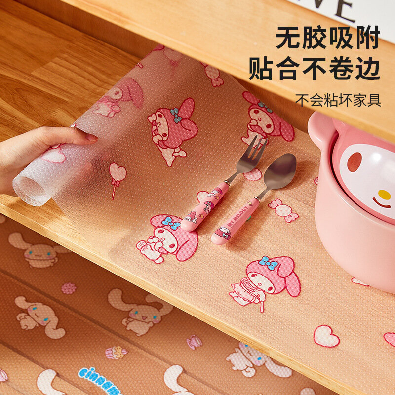 Коврики для ящиков Sanrio, бумажные вкладыши, коврики для шкафов, масло- и влагостойкие салфетки, коврики для кухонного стола, коврики для обувного шкафа, наклейки, устойчивые к пятнам и воде.