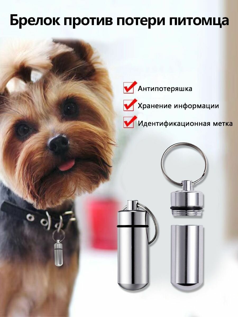 Адресник-капсула для собак и кошек на ошейник, защита от потери питомца