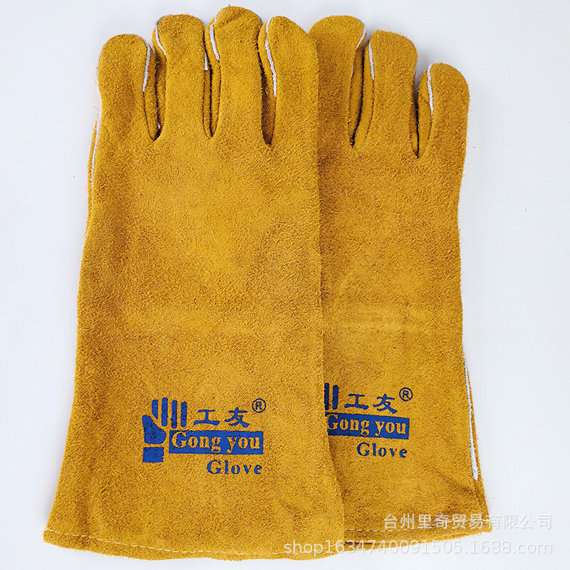 Рабочие перчатки Workmate желтые, двойной слой внутренней ткани, точечная сварка, теплоизоляция, защитные сварочные перчатки, износостойкие, антиожоговые кожаные перчатки