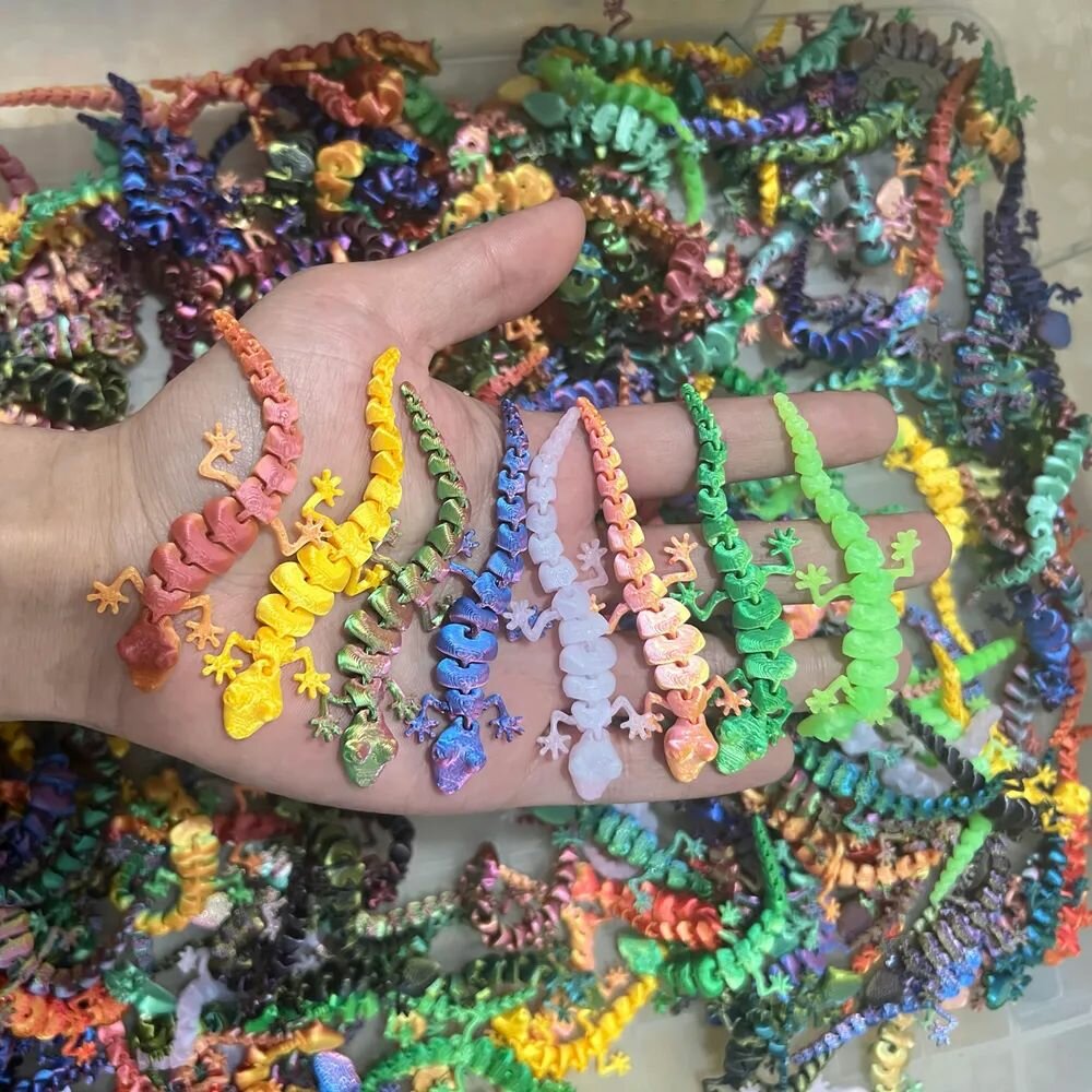 Набор 3D-гекконов 30 шт - Подвижные цветные модели - Для праздников и подарков детям - Наполнитель, PLA пластик, Хэллоуин