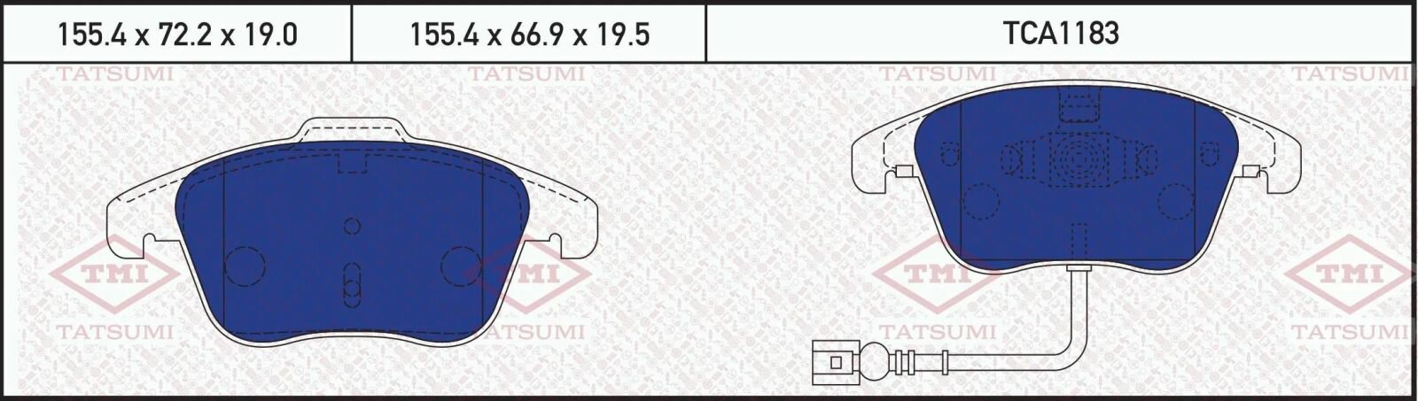 Колодки тормозные TATSUMI дисковые передние VW Tiguan 07-> (TCA1183)