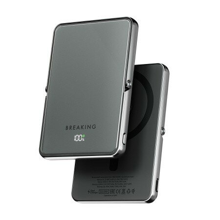 Внешний аккумулятор Breaking Quantum 4в1, USB-C, 5000 mAh, 3.0A, 22,5W, Qi2 Mag•Safe, PD LED Графит