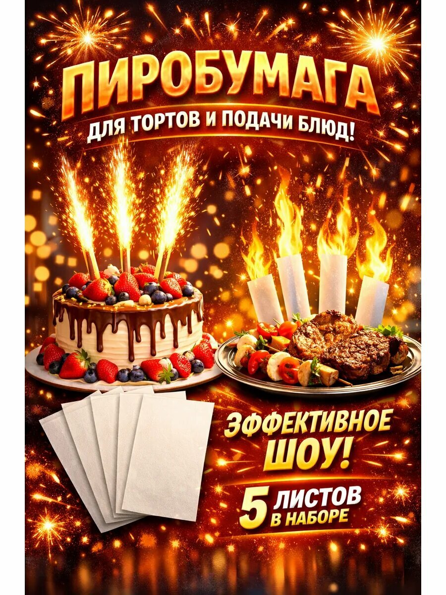 Пиробумага для тортов 5 листов 20х25 см