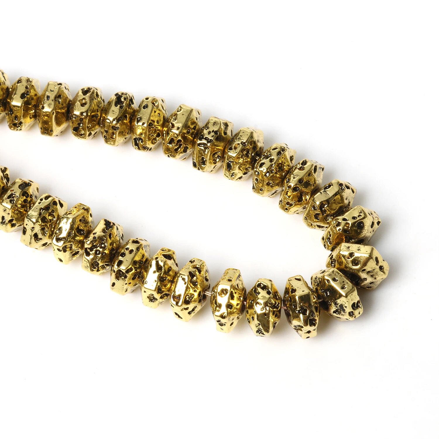 Бусины гематит с лавовым камнем, antique gold