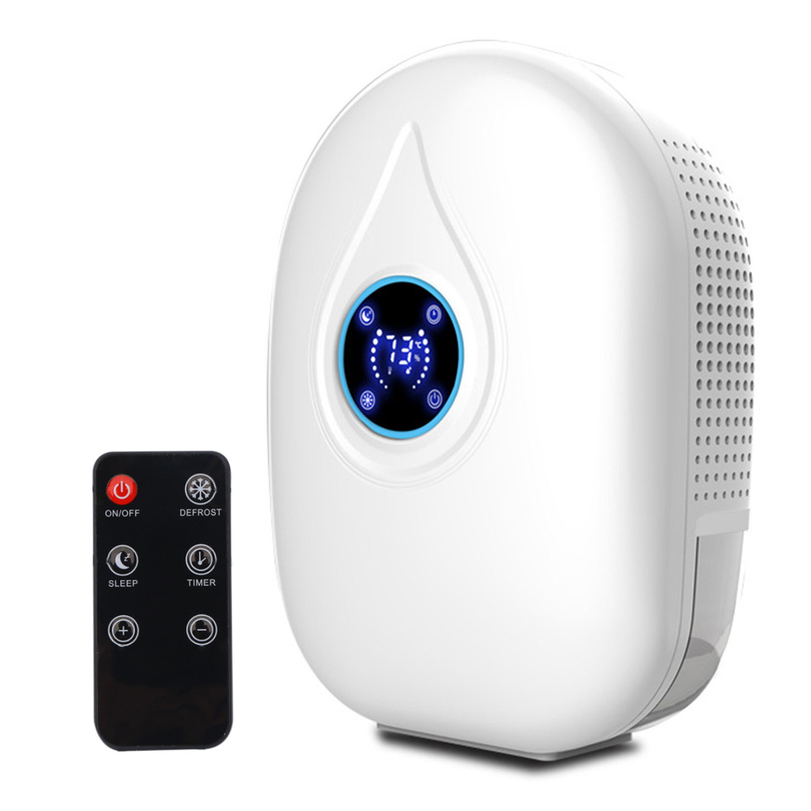 Дезуффикатор DC 9V 25Вт, цвета Красный/Синий, площадь осушения 10-20 м², емкость воды 2200 мл, таймер 1-24 ч, с сенсорным управлением, пультом ДУ, дисплеем LED, для дома, спальни, гостиной, офиса