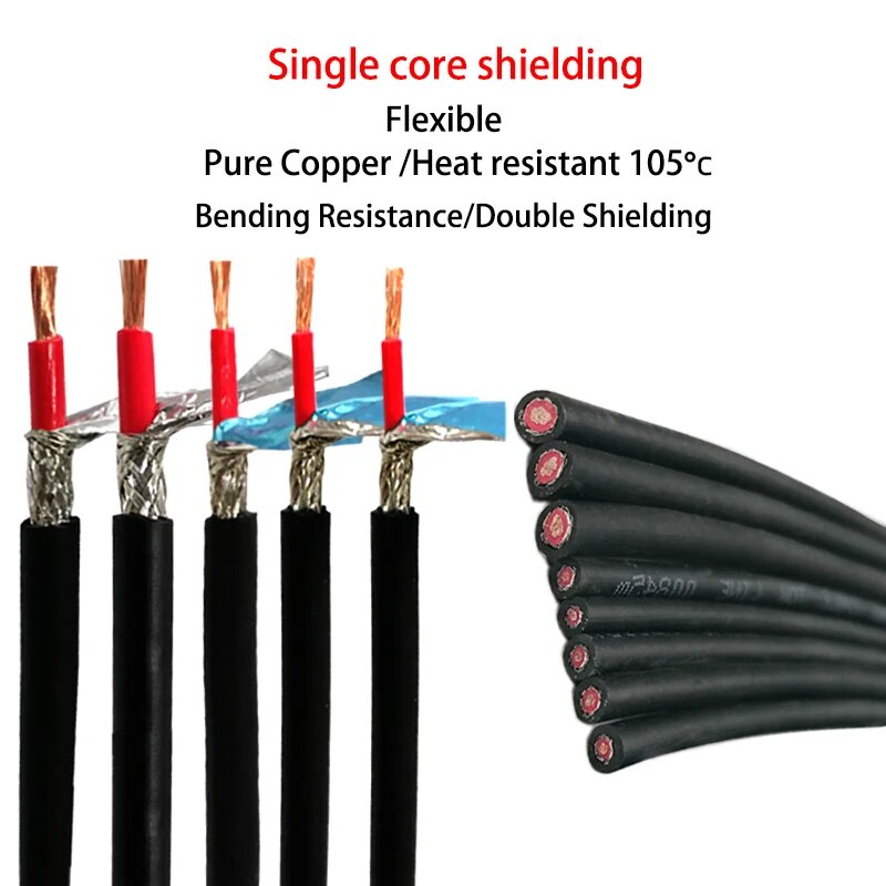Одножильный экранированный кабель медный 20/18/17/15/13/11/9/5AWG 0,5-16мм2 11AWG 4mm2, 10 Meters