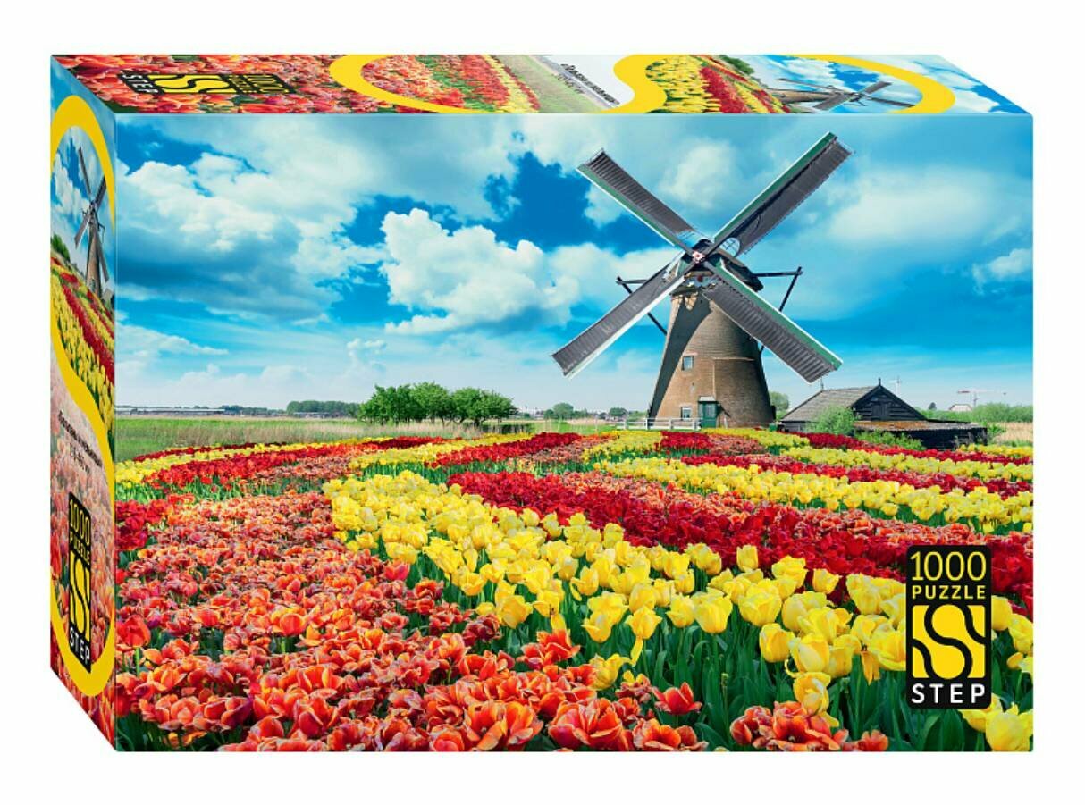 Пазл для взрослых Step puzzle 1000 деталей, элементов: Мельница в тюльпанах (Выгодный формат)