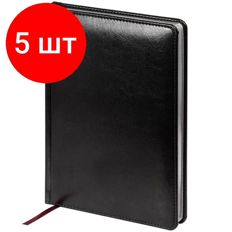 Комплект 5 штук, Ежедневник недатированный А5 Sidney Nebraska, черн, сереб. обр,272стр 3-128/16