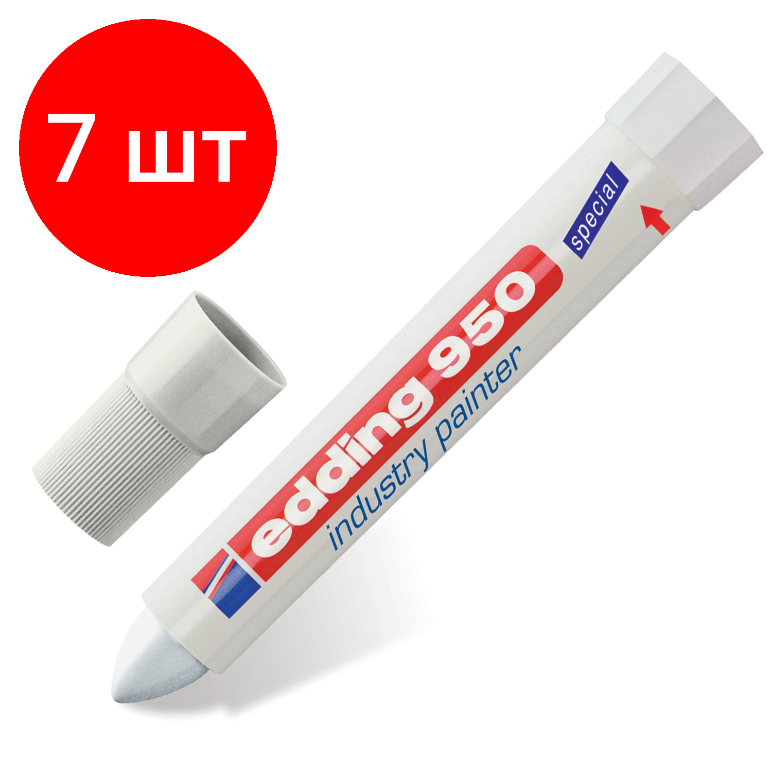 Комплект 7 шт, Маркер-паста для промышленной маркировки EDDING "950", белый, 10 мм, E-950/49