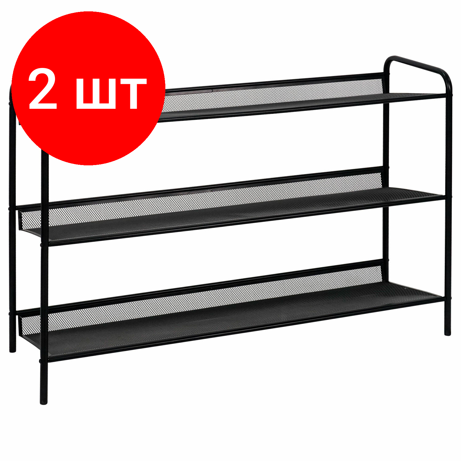 Комплект 2 шт, Полка для обуви "Женева-33", 865х270х600 мм, 3 полки, металл, чёрная, ПДО Ж33 Ч