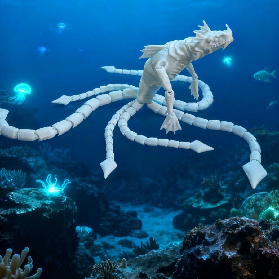 3D-печатная подвижная игрушка морского монстра из серии глубоководных загадок, морской пожиратель, оптовая продажа доступна