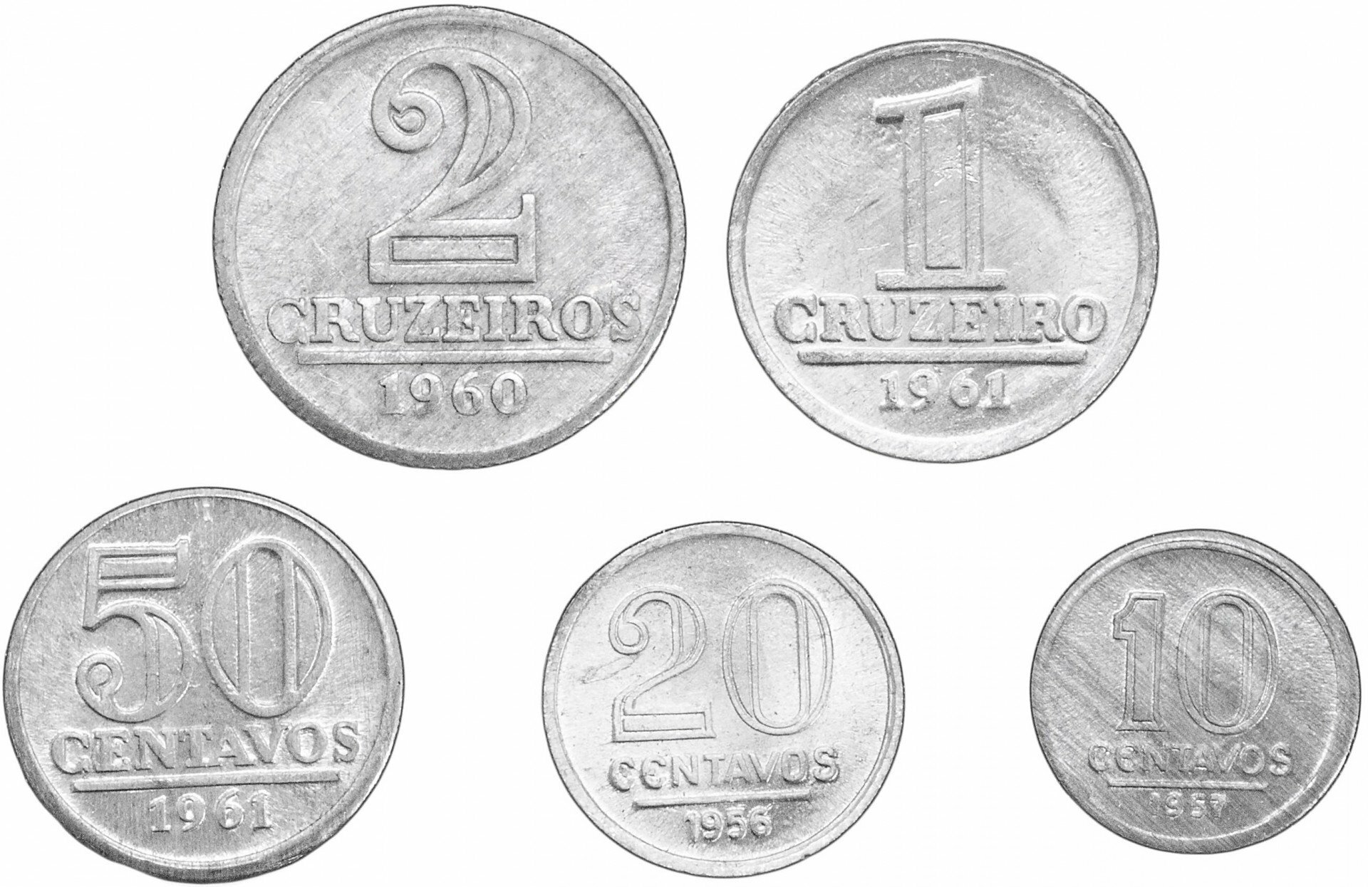 Бразилия набор монет 1956-1961 5 штук, Алюминий, в сохранности XF-AU