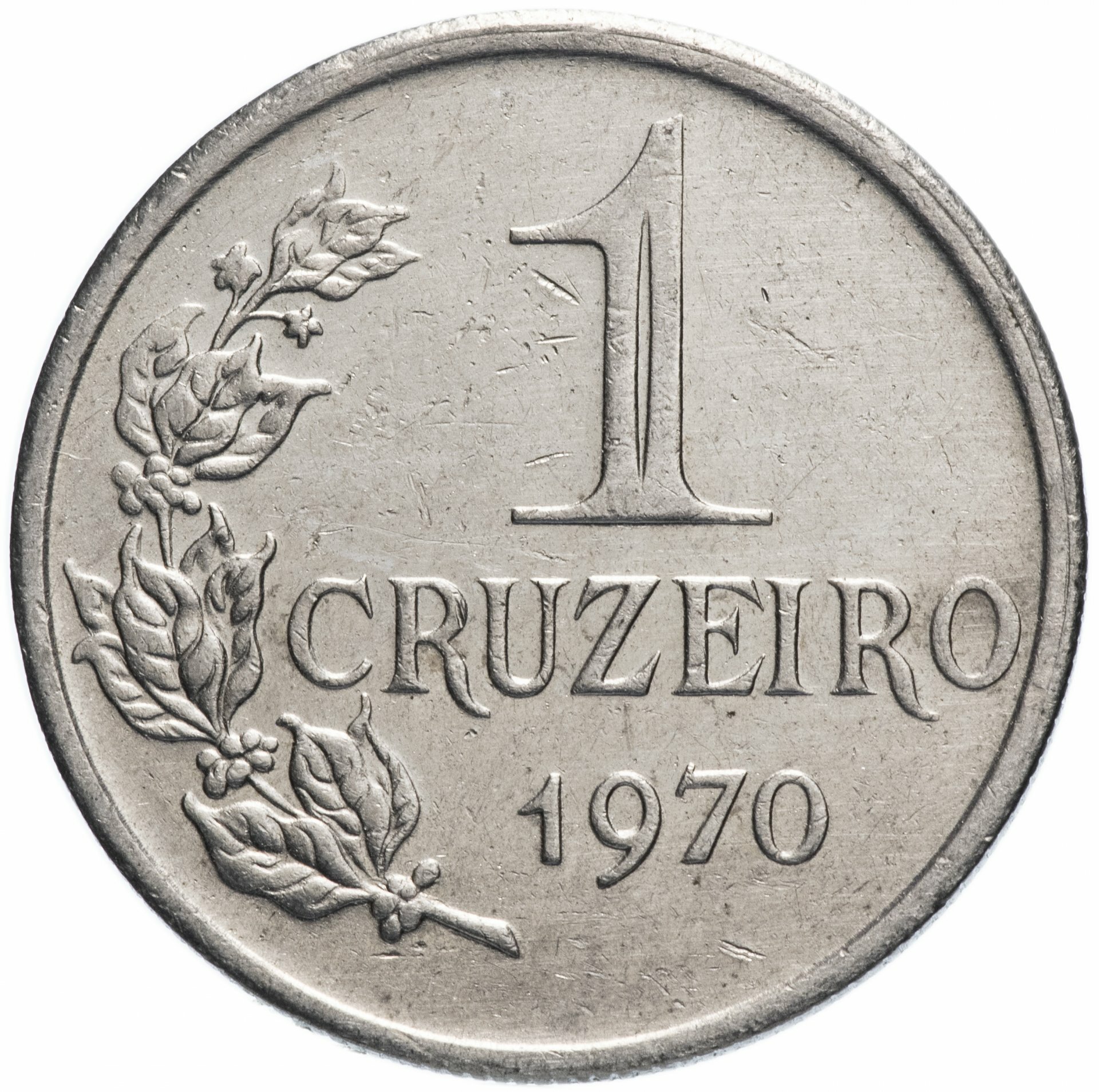Бразилия 1 крузейро cruzeiro 1970-1975, Мельхиор медь-никель, в сохранности XF