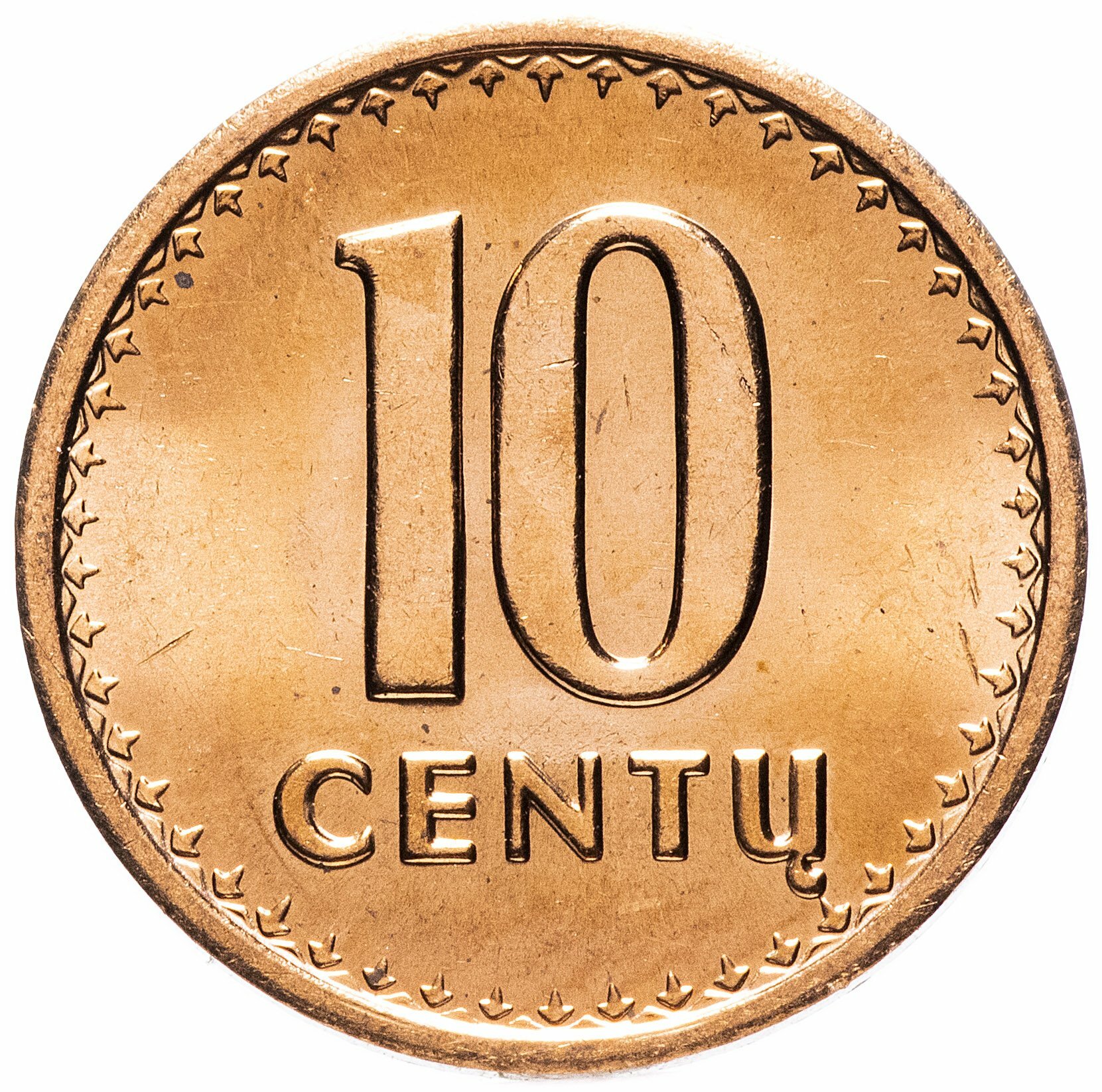Литва 10 центов centu 1991, Бронза, в сохранности XF-AU