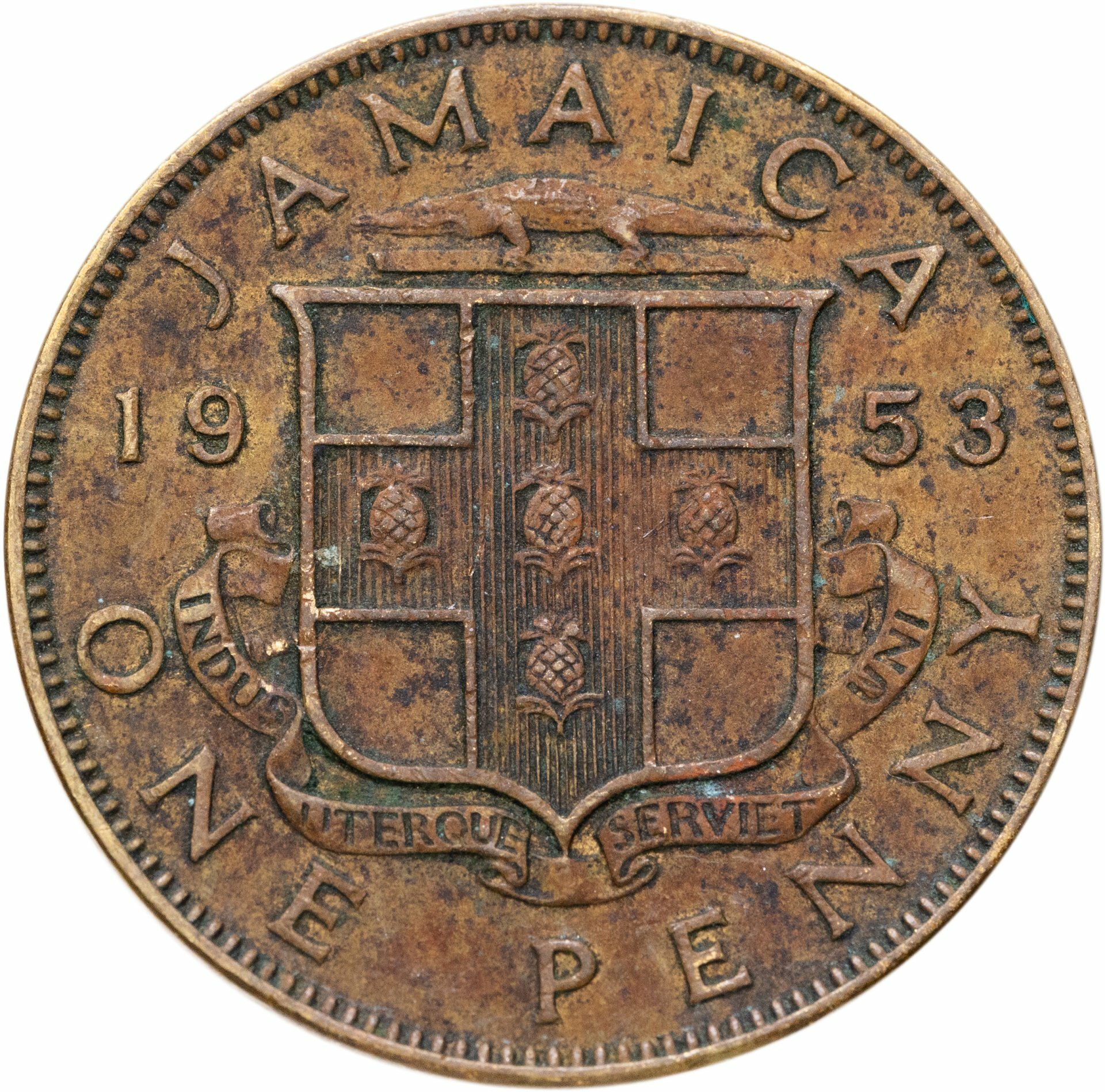 Ямайка 1 пенни penny 1953, Латунь, в сохранности VF
