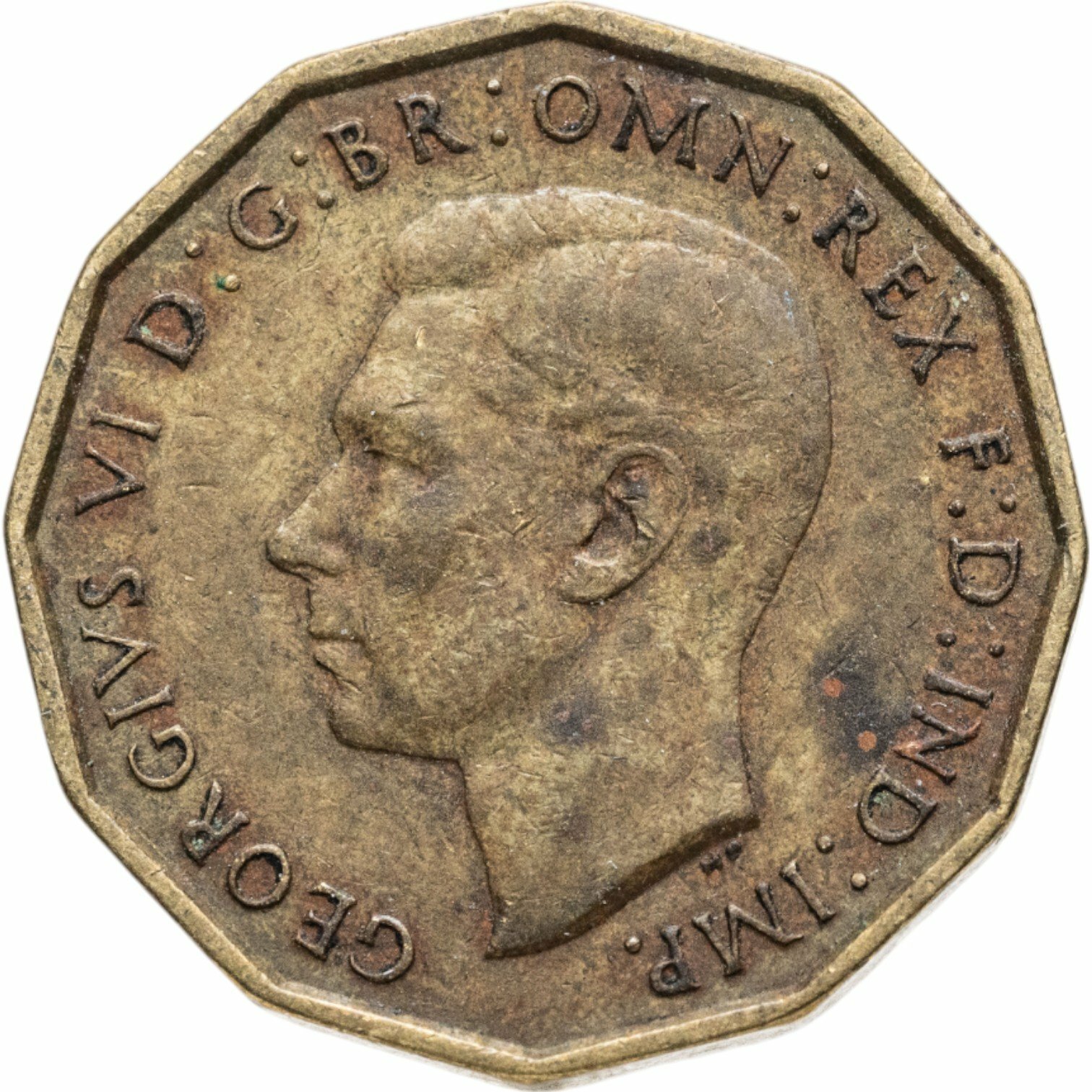 Великобритания 3 пенса pence 1939, Латунь, в сохранности VF-XF