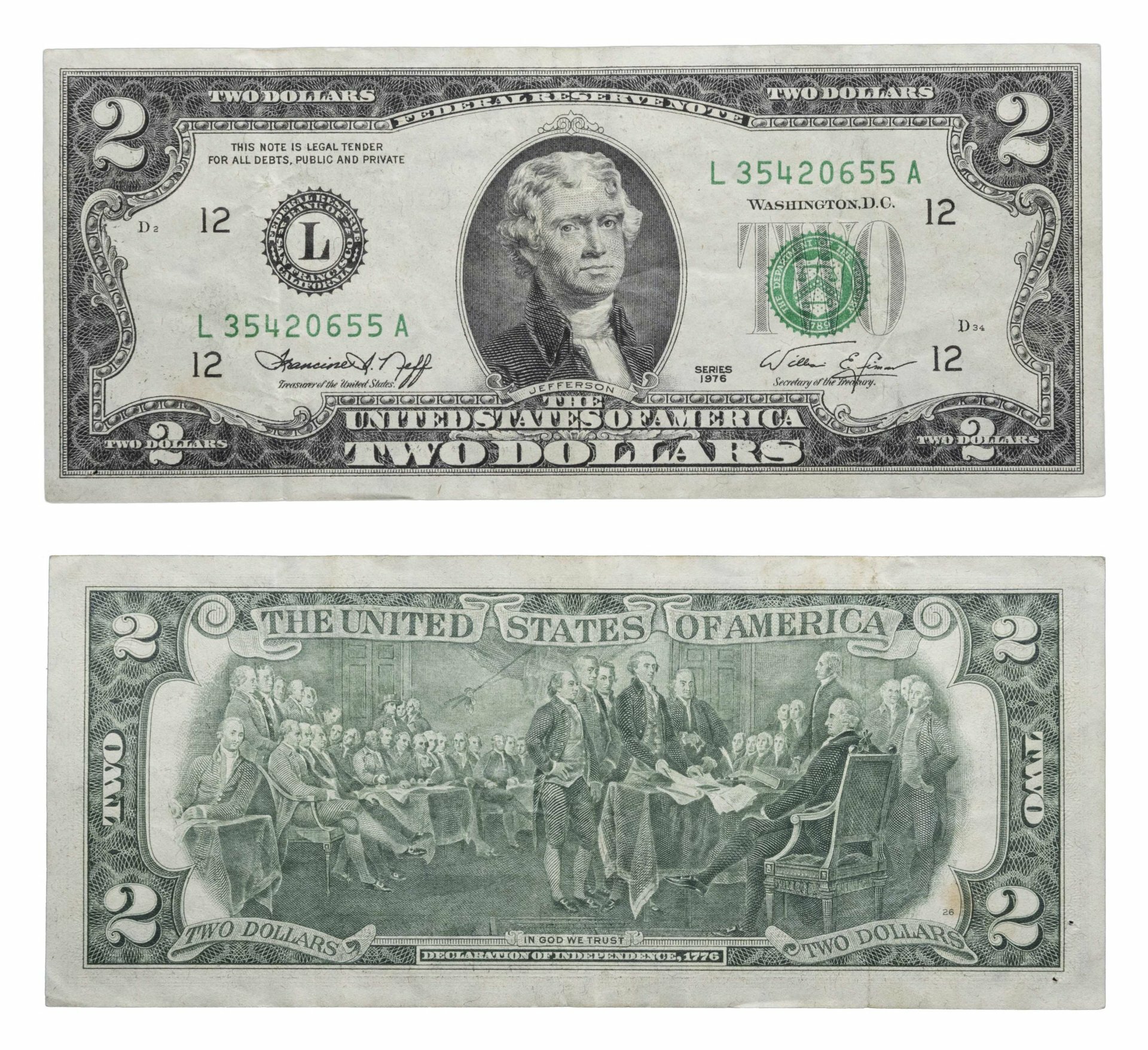 США 2 доллара 1976 года Pick 461 L-Сан Франциско