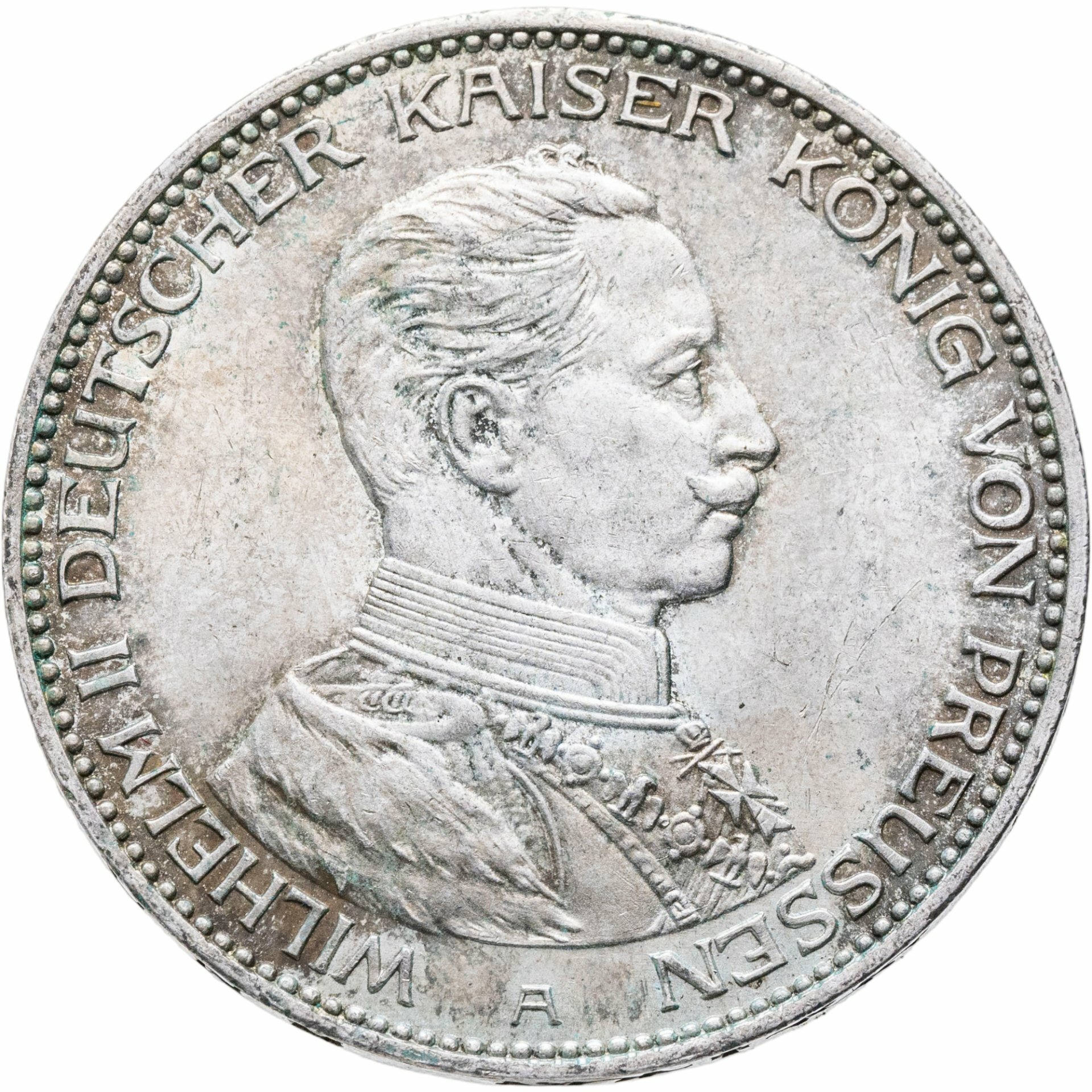 Германская Империя Пруссия 3 марки mark 1914 A, Серебро 900, в сохранности AU