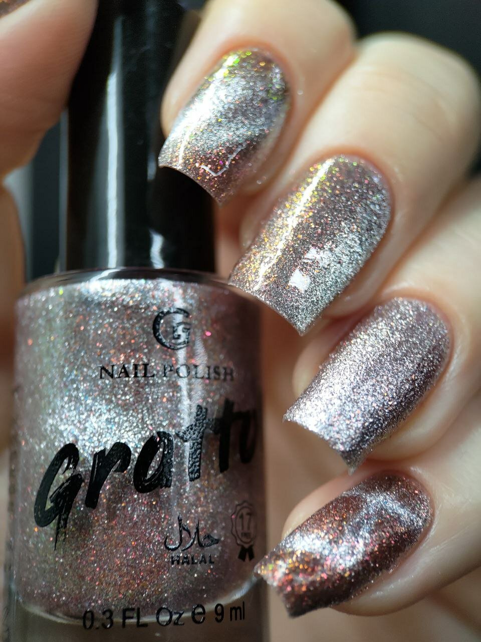 Лак для ногтей магнитный светоотражающий Grattol Champagne Toast, 9мл