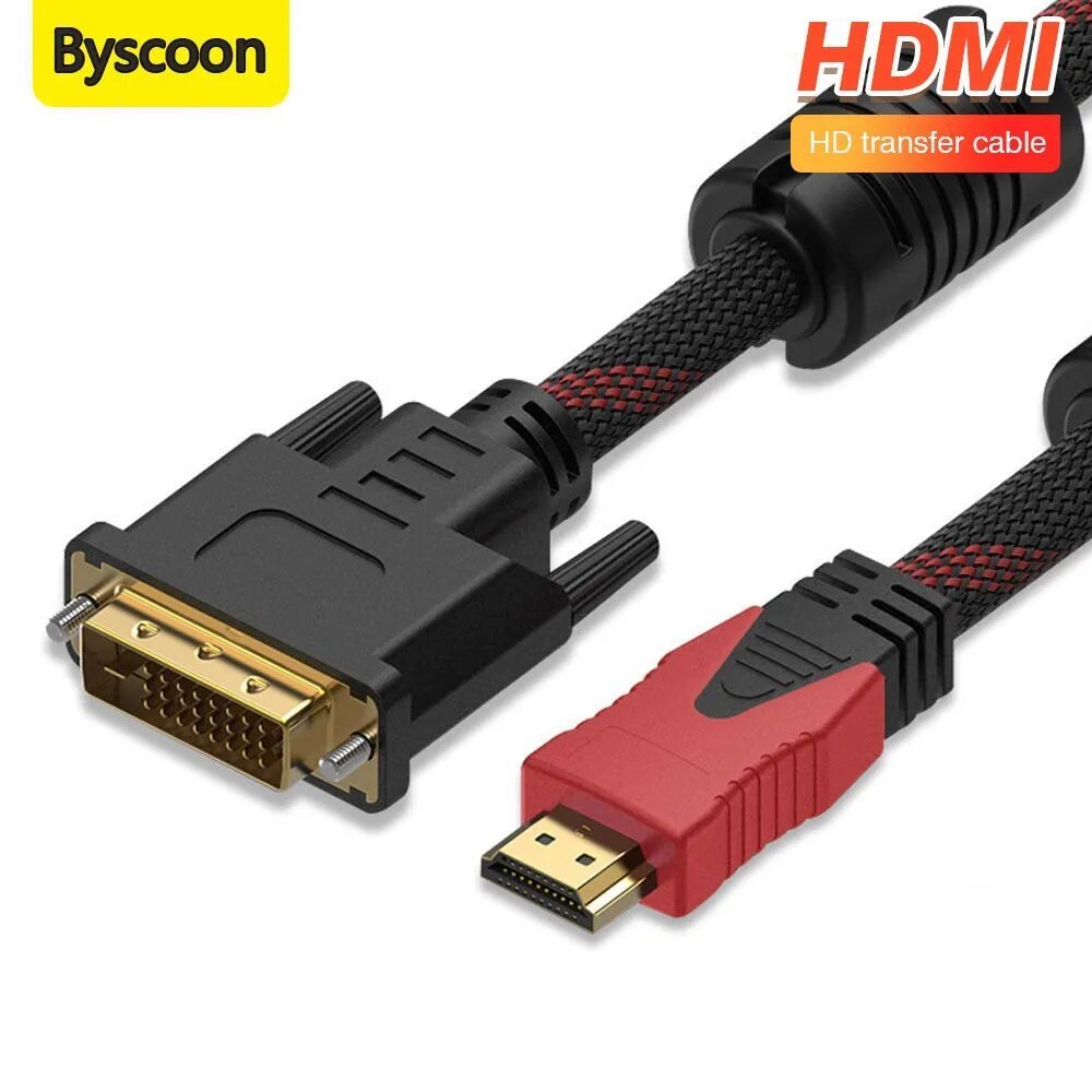 Видеокабель HDMI/DVI, 1.5 м, черный, красный