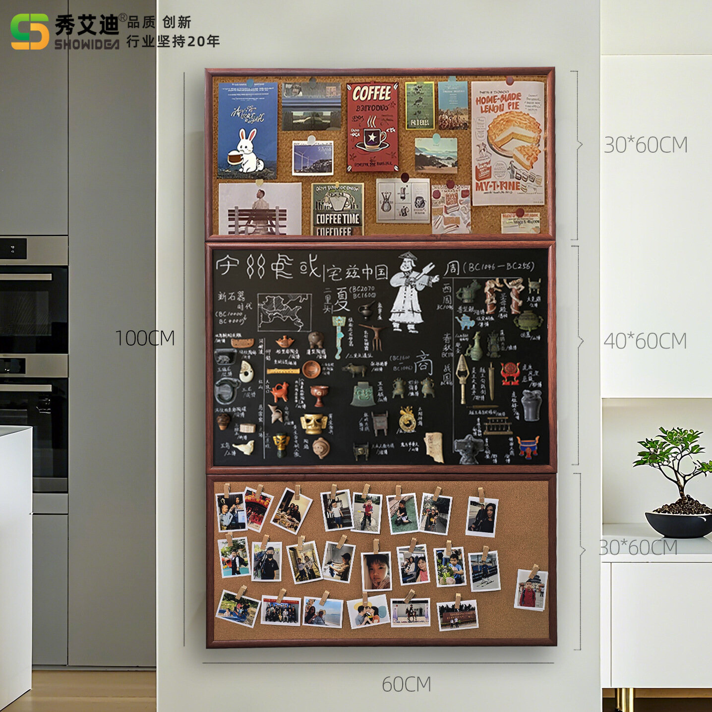 Магнитная доска Xiu Aidi из трех частей с черной доской, креативная настенная магнитная доска для холодильника, для домашнего использования, стираемая