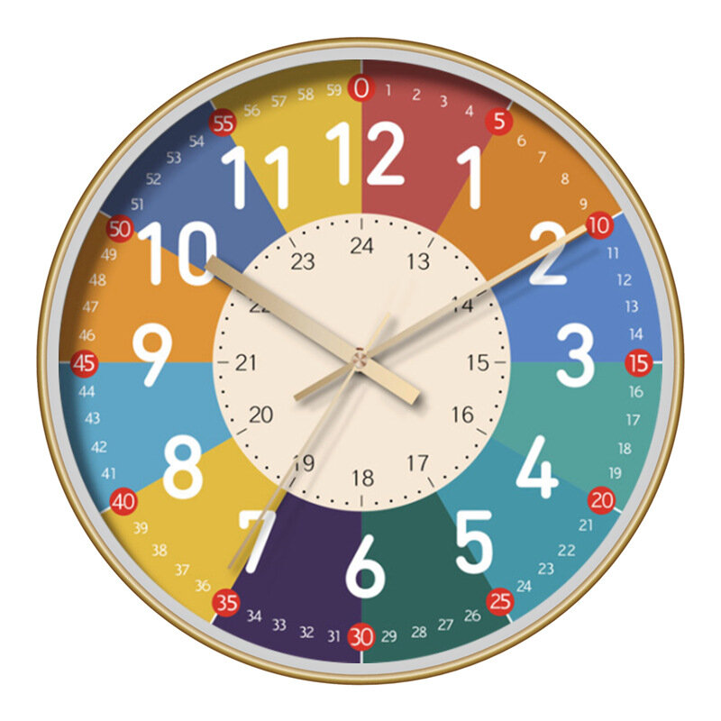 Детские обучающие настенные часы для раннего развития 12inch года, мультяшные бесшумные часы, декоративные часы для дома и спальни, часы для учеников начальной школы