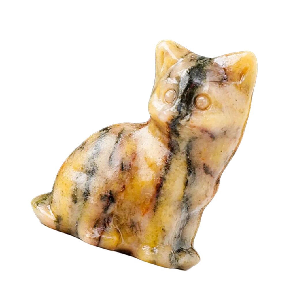 Фигурка для Вырезания Счастливого Кота -Леопардовый Камень