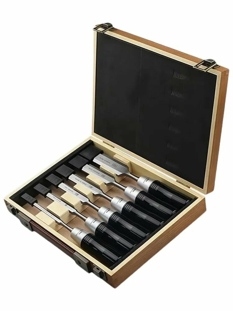 Набор стамесок KAKURI ENP-6S, сделано в Японии, С деревянным ящиком, 6 шт-majiani