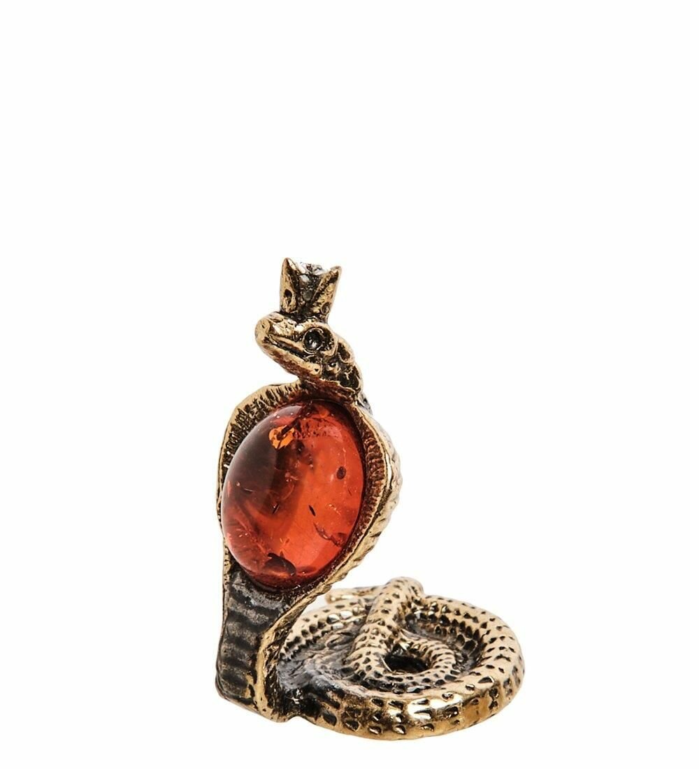 Фигурка Кобра с короной (латунь, янтарь) A2163249 Народные промыслы, бронзовый