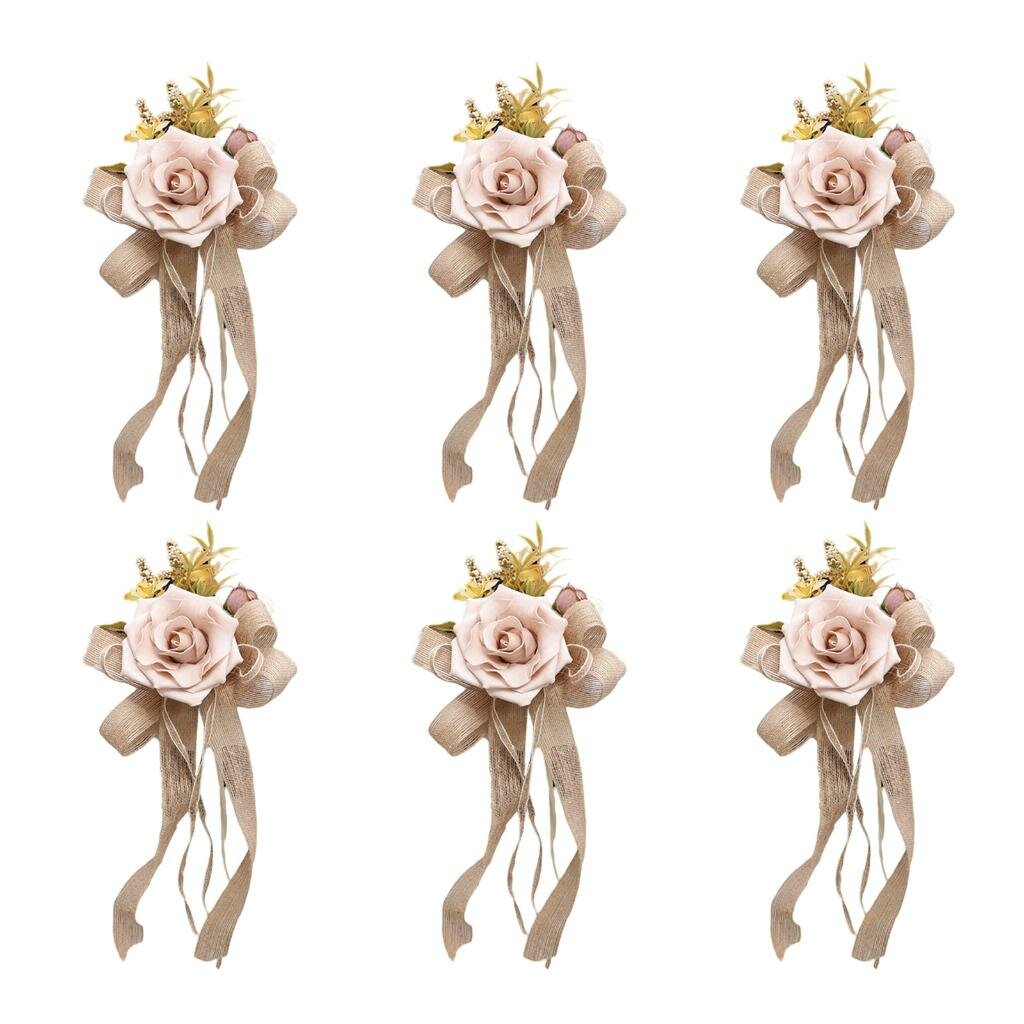 Шелковые цветы, 6 шт, для свадебных букетов, Телесный цвет