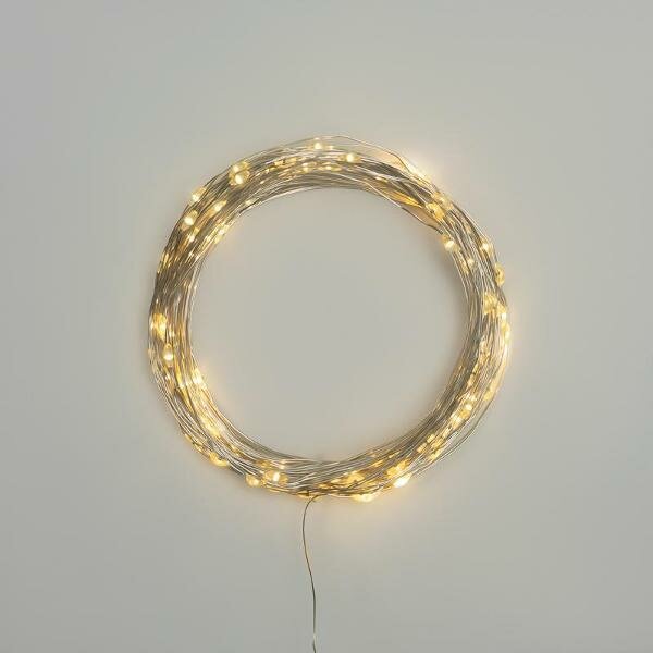 Электрогирлянда NEON-NIGHT Роса 20 м, тепло-белое свечение, 8 режимов, с пультом, 200 диодов, на батарейках (LED-DEW-OUT-WW)